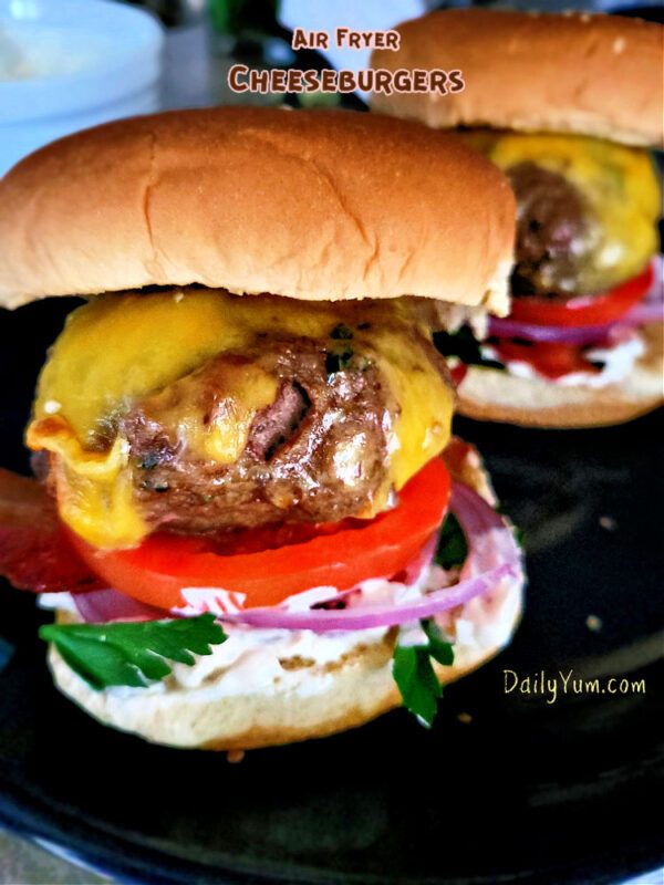 Crispy & Juicy Air Fryer Cheeseburgers - Daily Yum