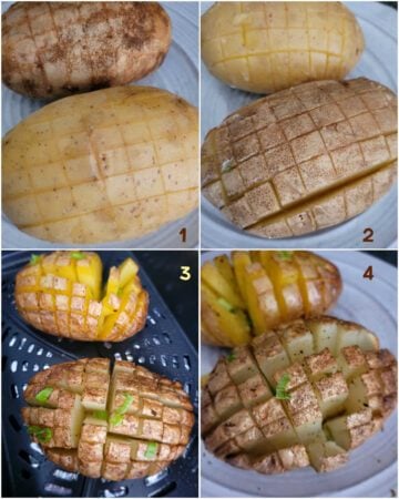 Air Fryer Blooming Baked Potatoes - Daily Yum