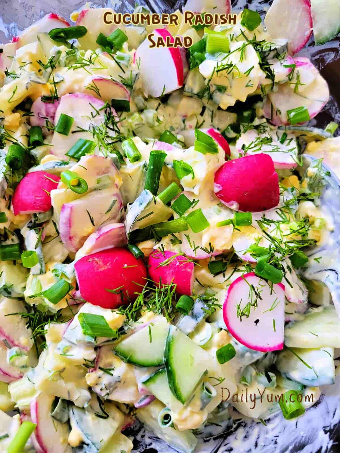 Creamy Cucumber Radish Salad with Eggs - Daily Yum